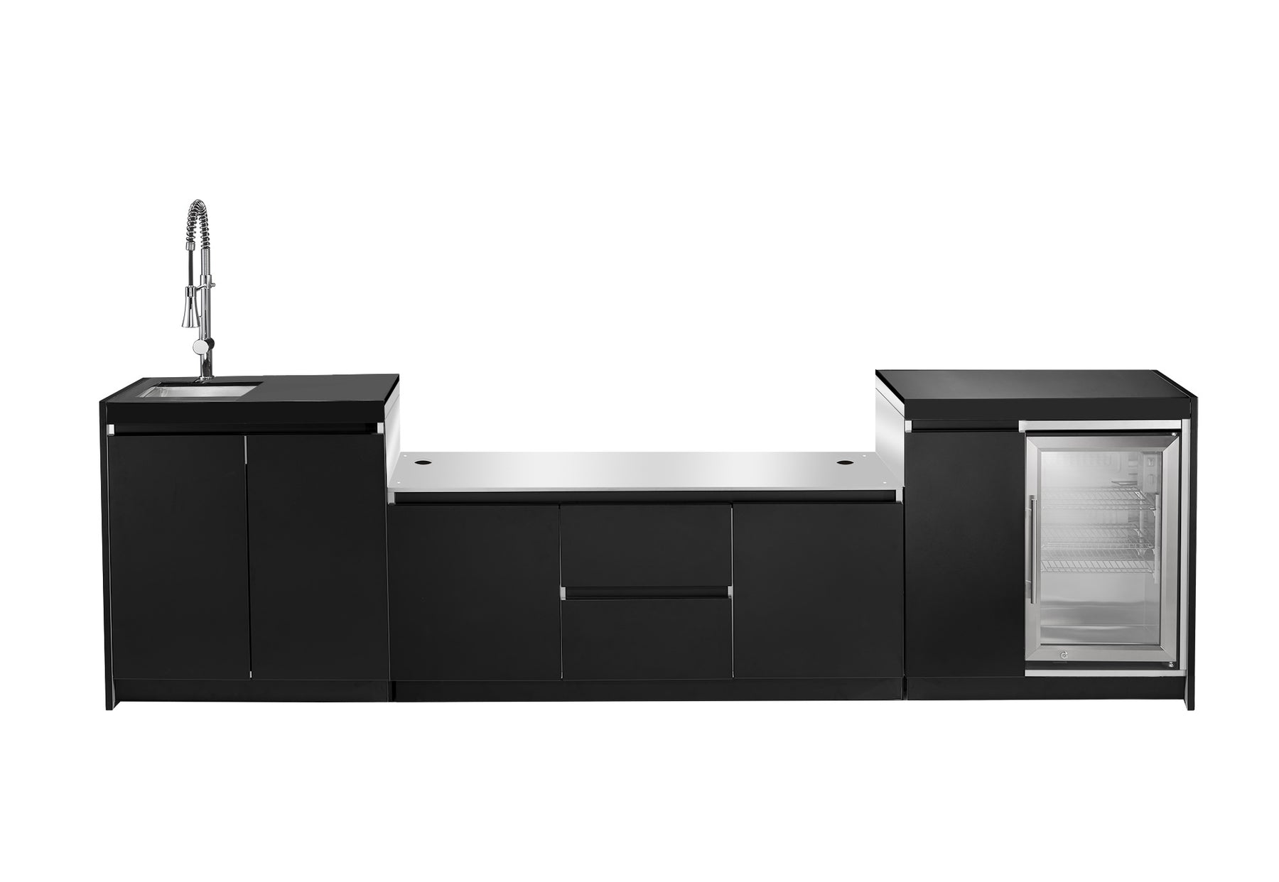 Aspire 6 Burner BBQ Outdoor Modular Kitchen with Sink, Single Fridge