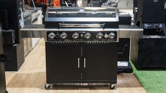 Gasmate Quasar Pro 6 Burner Trolley BBQ with Window in Hood & Side Bur