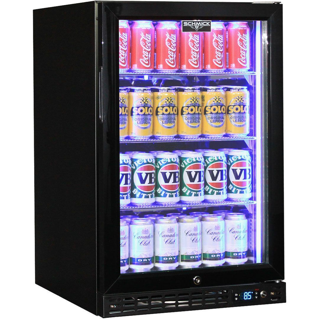Schmick 105 Litre Black Single Glass Door Under Bench Bar Fridge - SK1